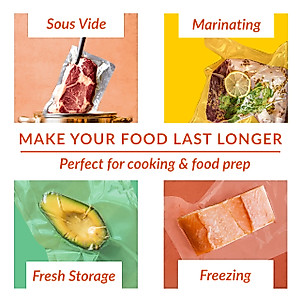 Nutri-Lock Vacuum Sealer Bags - Set of 2 11x50 & 8x50 Inch BPA-Free Rolls - Vac Seal for Sous Vide & Meal Prep - Commercial Grade Bag