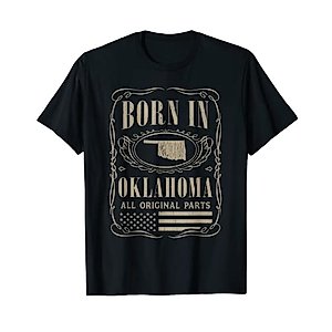 Vintage Classic America Land Map US States Born Oklahoma T-Shirt