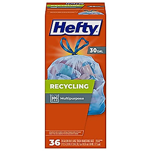 Hefty Recycling Trash Bags, Blue, 30 Gallon, 36 Count