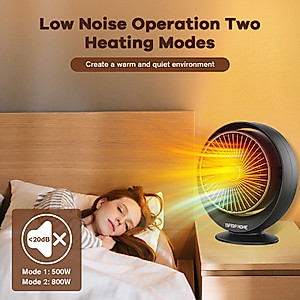 Space Heaters for Indoor Use, Portable Heater PTC Fast Heating, Electric Heater with 2 Heating Modes, Safe Quiet Ceramic Heater with Thermostat, Small Space Heater for Office Desk Bedroom Bathroom