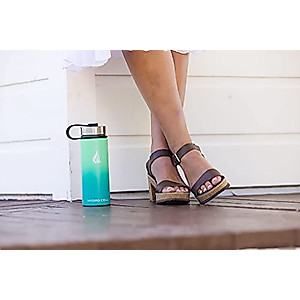 HYDRO CELL Stainless Steel Triple Insulated Water Bottle, 2 Lids (64oz 40oz 32oz 24oz 18oz 14oz) - Metal Vacuum Flask with Modern Leakproof Sport Straw Design for Kids and Adults (Mint/Green - 18oz)