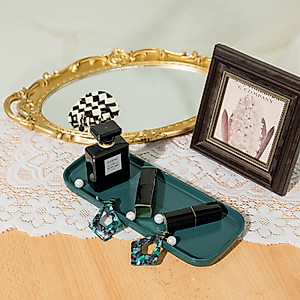 Ceramic Bathroom Tray,Kitchen Sink Organizer Tray,Cosmetics Holder (Blackish Green)