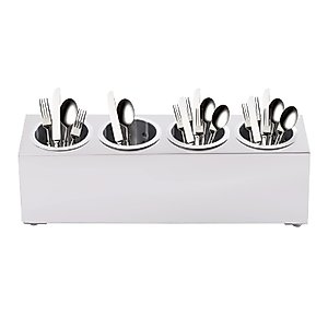 Gdrasuya10 4 Holes Cylinder Flatware Organizer 201 Stainless Steel Flatware Organizers Stainless Steel Commercial Cylinder Flatware Silverware Utensil Holder Organizer Caddy for Kitchens