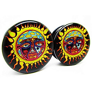 Pierced Republic Sublime Sun Ear Plugs - Acrylic Screw-On - 10 Sizes - *Pair* (2 Gauge (6mm))