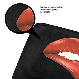Amagical Sexy Decor Red and Black Bathroom Decoration 3 Piece Bathroom Mat Set Woman Red Lips Print Bath Mat Contour Mat Toilet Cover