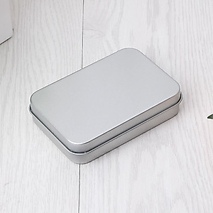 JAGTRADE Iron Box Small Metal Tin Silver Flip Storage Box for Case Organizer For Money Coin Candy, 8.8x6x1.8cm