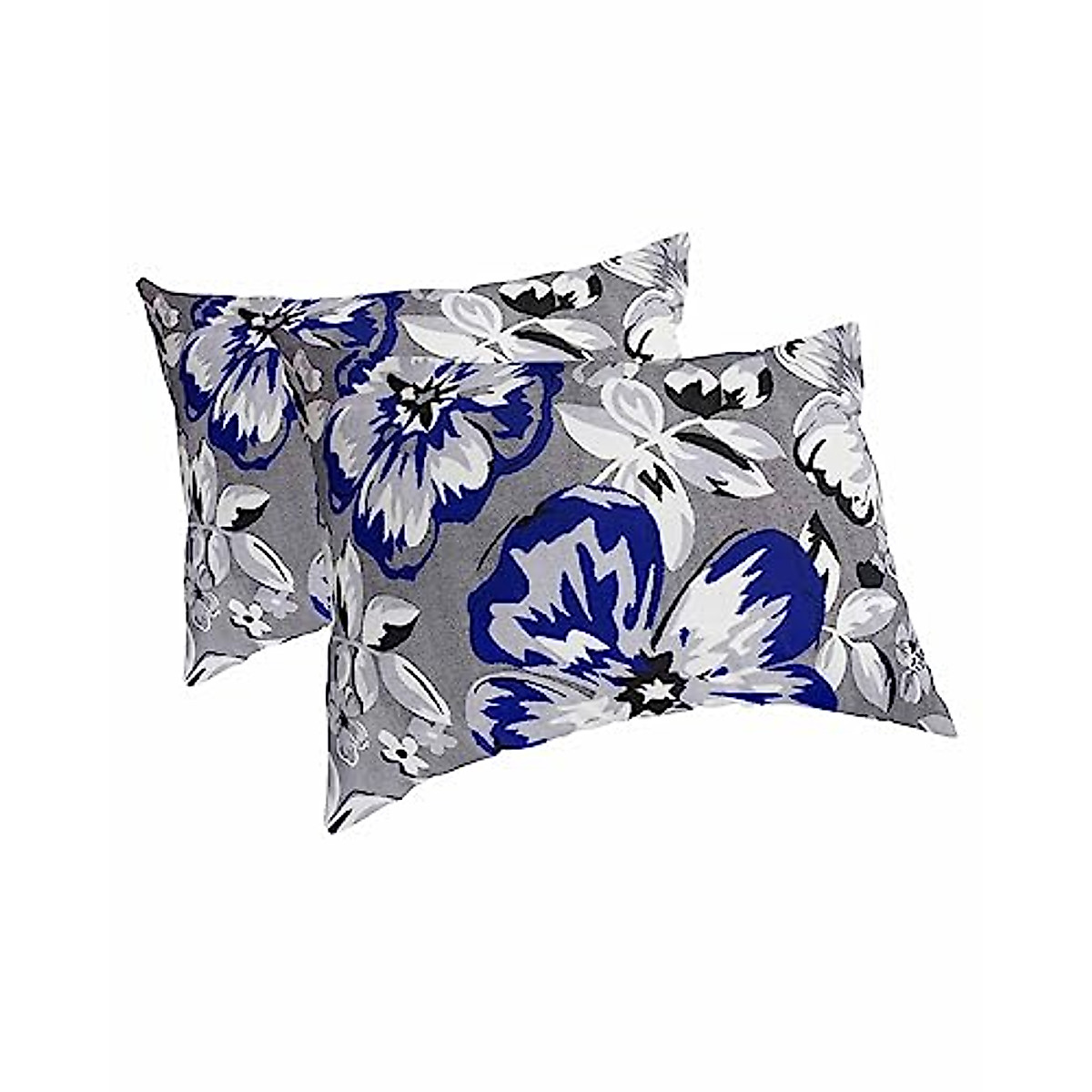 Spring Floral Pillow Covers King Standard Set of 2 Bed Pillow, Navy Blue Summer Flower Farmhouse White Grey Plush Soft Comfort for Hair/ Skin Cooling Pillowcases with Envelop Closure 20''x36''