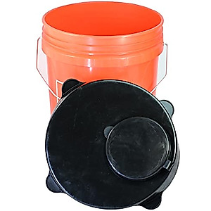 Skywin Storage Lid with Easy Pour Spout for Bucket - Weather-Resistant Rubber Black Lid with Easy Pour Spout - Multi-Purpose Wood Pellet Storage Containers, Bird Seed Container, Lump Charcoal Storage, or Pellet Storage Lid for Bucket (Not-Including Bucket