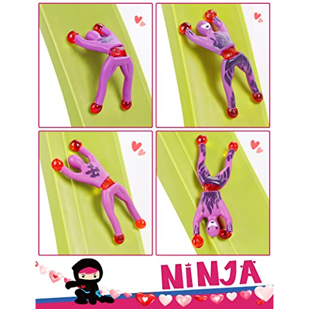 DG-Direct 28 Packs Valentine's Day Cards with Sticky Wall Climbing Men Ninja Toys, Kids Valentine Party Favor, Valentine's Day School Classroom Prizes, Valentine Exchange Gift
