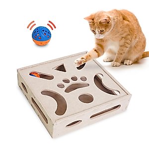 PETKARAY Cat Puzzle Toy, Interactive Cat Toys for Indoor Cats, Kittern Ball Toy with Soft Felt Maze Game Puzzle Box