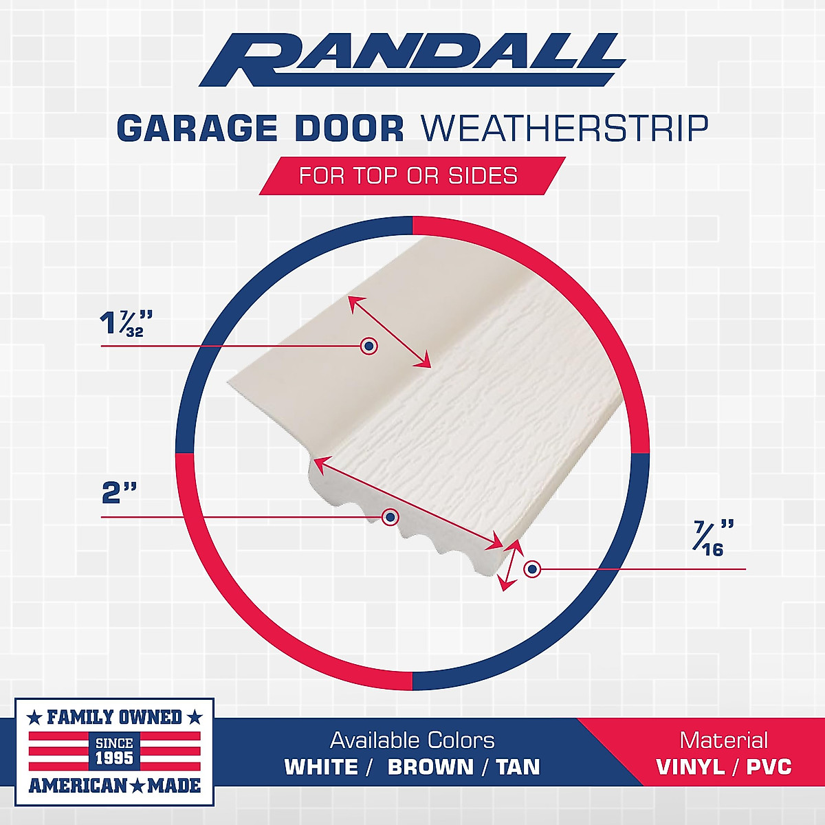 7-Foot Vinyl Uniflex Vinyl Garage Seal for Top and Sides (Bright White)
