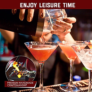 Chouggo Martini Glasses Set of 4, Hand Blown Premium Crystal Cocktail Glasses, for Bar, Martini, Cosmopolitan, Manhattan, Gimlet, Pisco Sour - 9Oz, Clear