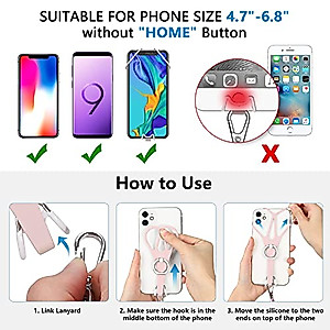 takyu Universal Phone Lanyard Leash with Ring Holder, Adjustable Phone Strap Loop Holder (Pink)