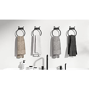 Bathroom Towel Ring Black Towel Ring, Hand Towel Holder for Bathroom Wall, Bathroom Tower Holder, Stainless Steel to Prevent Corrosion or Rusting