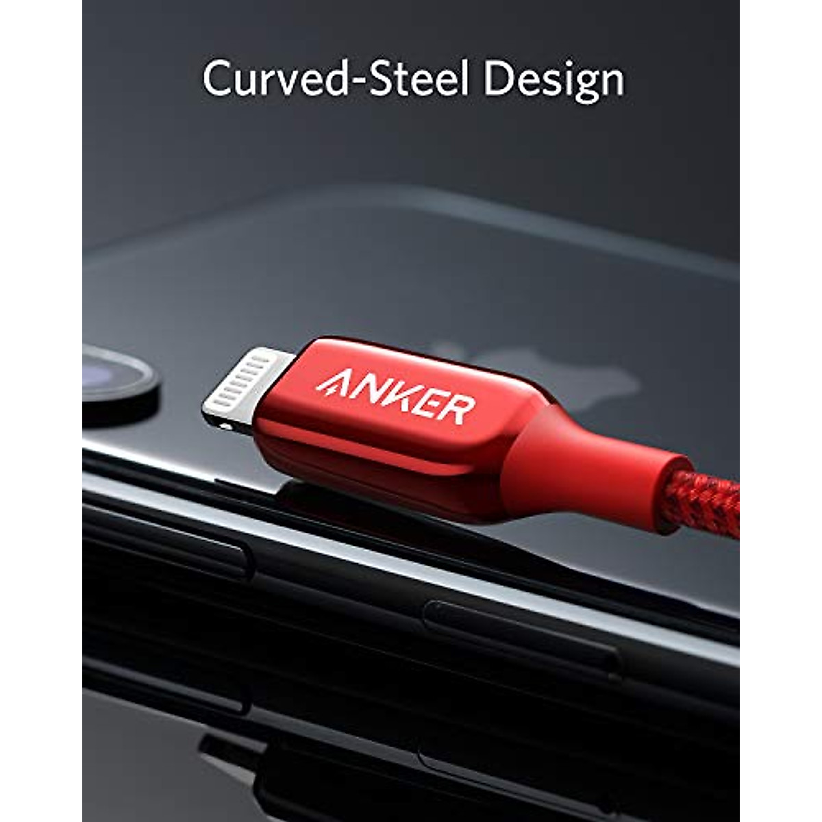 Anker Powerline+ III Lightning to USB A Cable, (6ft MFi Certified), USB Charging/Sync Lightning Cord Compatible with iPhone 11/Xs/XR/X/8/AirPods, iPad and More (Red)