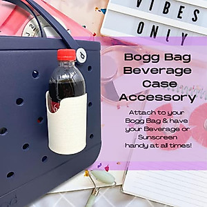 BAGLETS - Can Drink & Water Bottle Holder Charm Accessory Compatible with Bogg Bags - Keep Bottles or Drink Cans Handy with your Tote Bag - Fits Inside or Outside of the Bag – Made in USA - White