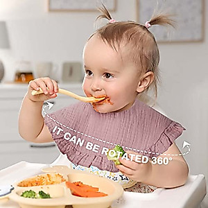 12 Pcs 360° Rotate Muslin Bibs Teething Absorbent Drool Bibs 4 Layers Adjustable Snap Cotton Newborn Bandana Bibs Suitable for over 6 Months