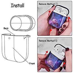 CAGOS for Airpods Case, Cute Airpod 2nd Generation Case Galaxy Protective Hard Earpods Cover Shockproof Women Men with Keychain for Airpods 2/1 Charging Case, Dark Purple