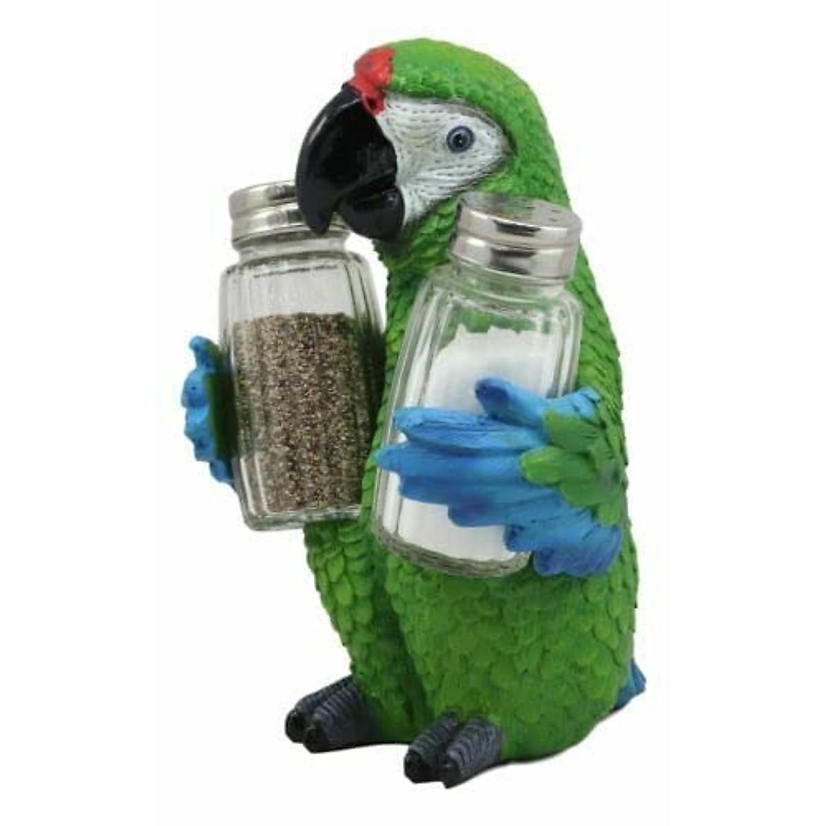 Set Of 1 Tropical Military Macaw Parrot Salt Pepper Shakers