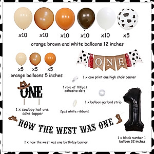 How The West Was One Birthday Decorations, Cowboy First Birthday Decorations, Balloon Arch, Black Number 1 Balloon, How The West Was One Birthday Banner, One High Chair Banner, Cake Topper