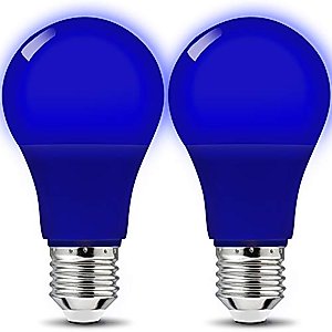 KQHBEN A19 LED Blue Light Bulbs, 9Watts (60w Equivalent), E26 Base, for Wedding Halloween Christmas Party Bar Mood Ambiance Decor, 2 Pack