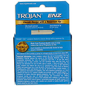 Trojan Enz Lubricated Size 3s Trojan Enz Lubricated Latex Condoms 3ct