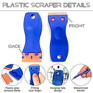 ZOCONE 20 Pcs Transparent Large Adhesive Hooks with Plastic Razor Blade Scraper, Waterproof Stainless Steel Sticky Hooks for Hanging Heavy Duty, Wall Hangers Without Nails for Home Kitchen (Round)