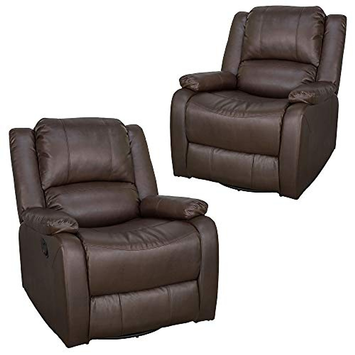 RecPro Set of 2 Charles Collection | 30" Swivel Glider RV Recliner | RV Living Room (Slideout) Chair | RV Furniture | Glider Chair | Chestnut
