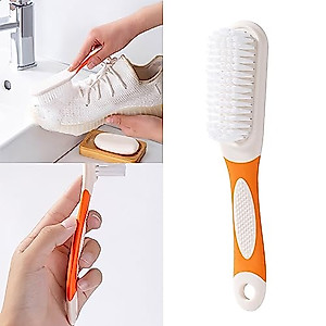 Long Handle Soft Shoe Brush Two Tone Shoe Cleaning Brush Multifunctional Cleaning Brush Household Scrub Brush Stain Removal Laundry Brush Commercial Kitchen Sink Soap (Orange, One Size)