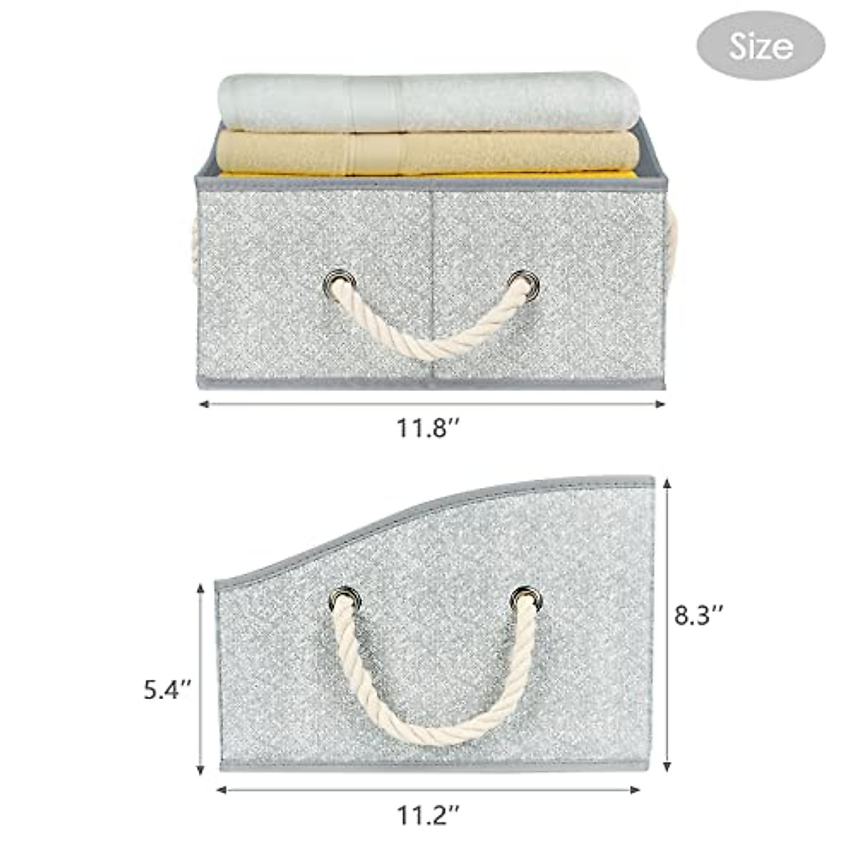 Kntiwiwo Closet Storage Bins Trapezoid Storage Baskets,Fabric Foldable Storage Bins for Shelves, Closet Bin Organizer and Storage Bins with Handles for Living Room Bedroom Office, Gray, 4-Pack