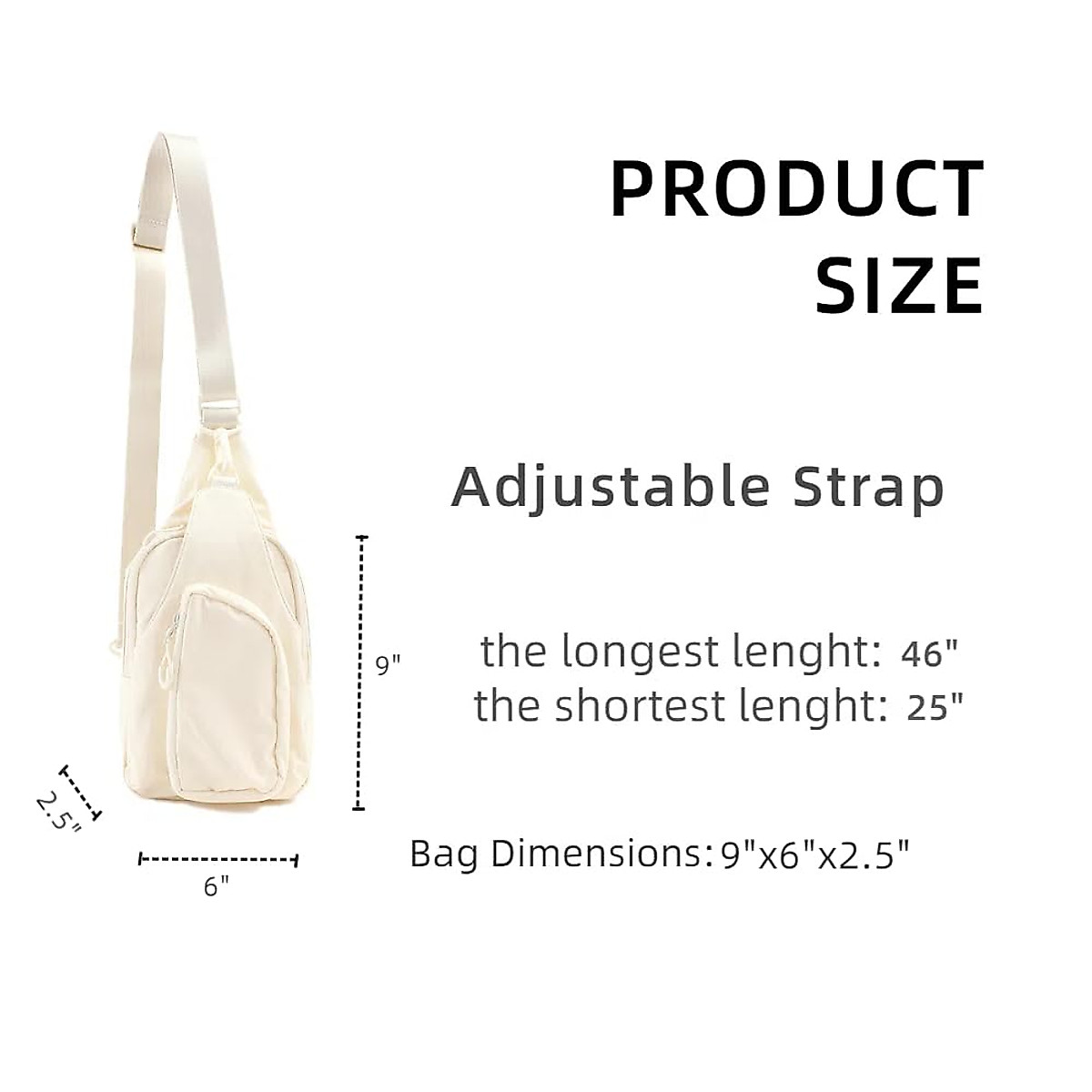 Small Sling Bag for Women, Small Crossbody Bags with Adjustable Strap,Lightweight Casual Daypack Backpacks for Travel Hiking (Ivory)