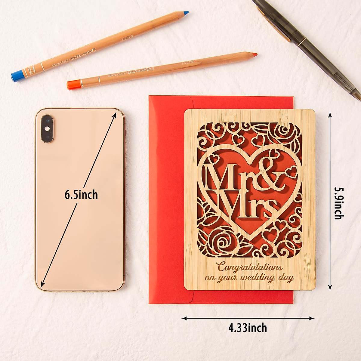 GiftChant Wedding Card, Bamboo Wedding Shower Card Gifts for Couples, Funny Bridal Shower Card for Bride To Be, Handmade Wedding Cards Congratulations for Bride and Groom, Mr Mrs Keepsake