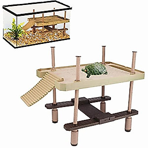 Hffheer Reptile Basking Platform Tortoise Sunbathe Pier Aquarium Float Basking Platform Reptile Climbing Ramp Hammock Fish Tank Sunbathe Accessories