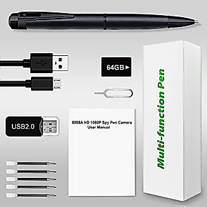 XISRU 64GB Spy Camera Hidden Camera Pen Full HD 1080P Mini Spy Pen Camera,Nanny Cam Hidden Camera, Small Hidden Camera with Motion Detection,Small Spy Camera,Secret Camera [2023 Version]