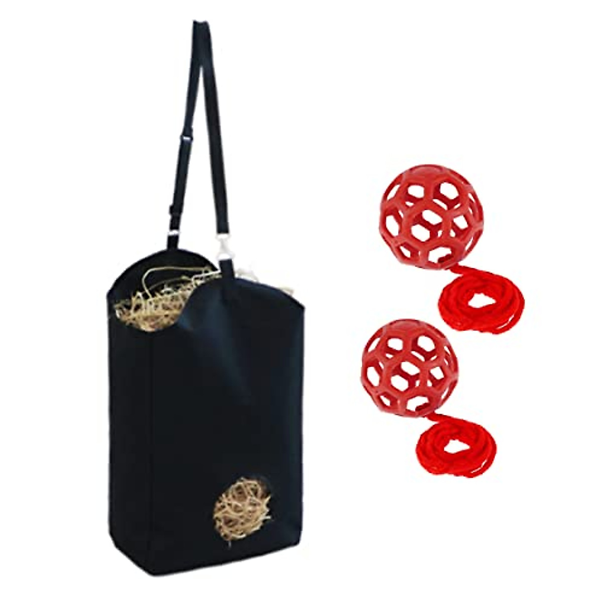 2 Packs Horse Treat Ball Hay Play Ball,1 Pack Hay Tote Bag ,Goat Toys Hay Ball Hanging Feeding Toy for Sheep Horse Goat Feeder and Relieve Stress