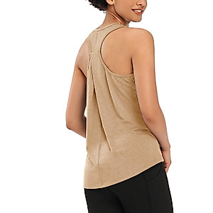 Muzniuer Womens Workout Tops Loose fit Racerback Tank Tops for Women Muscle Tank Running Tank Tops Summer Cute Sleeveless Gym Workout Shirts Light Khaki XL