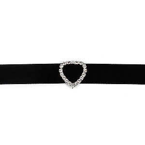 ACEDRE Black Choker Necklace Heart With Crystal Necklace Chains Adjustable Necklaces Jewelry Accessory for Women (Heart Shape)
