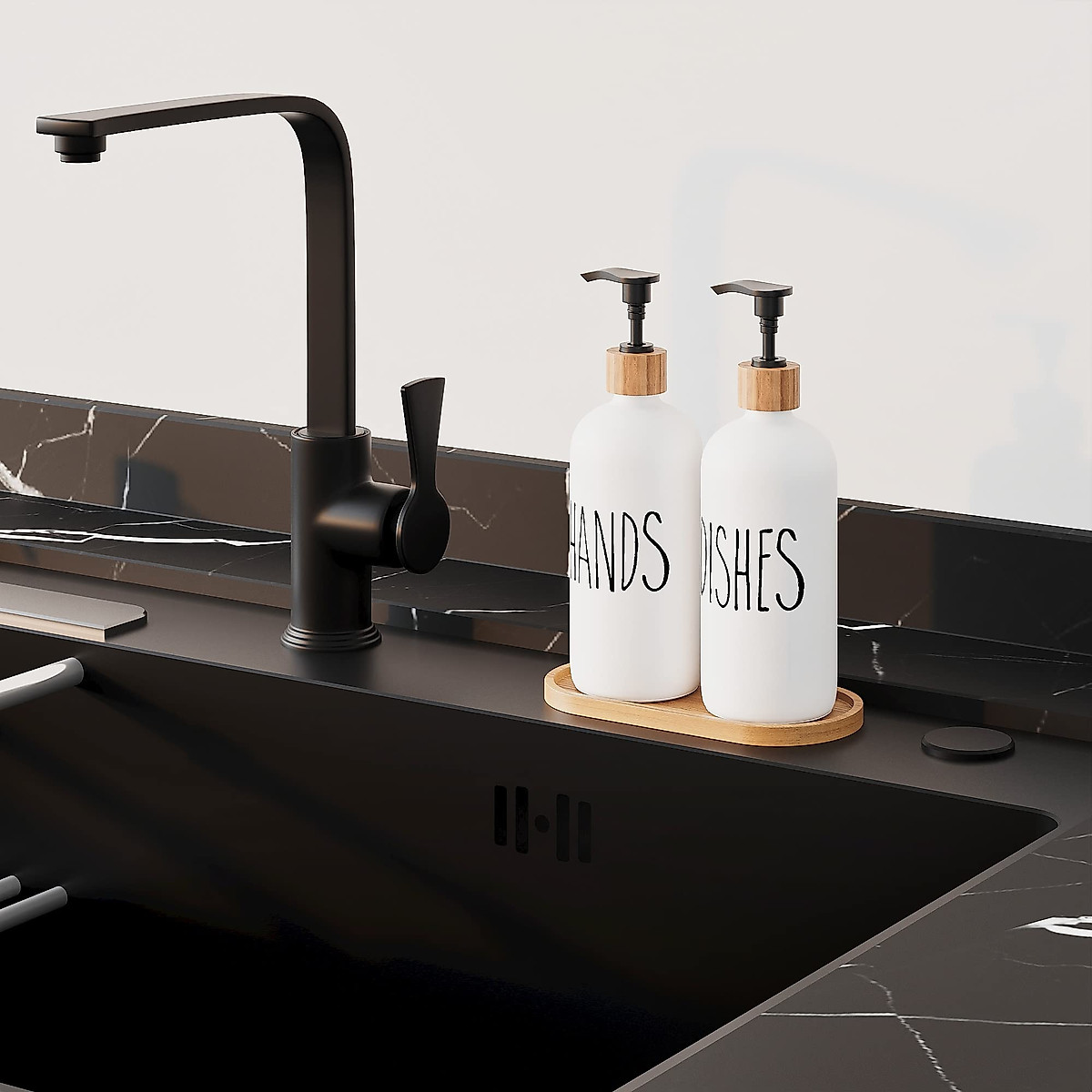 Soap Dispenser,Dish Soap Dispenser for Kitchen Sink.Glass Hand Soap Dispenser, Modern Farmhouse Decor Dish Soap Dispenser for Bathroom,Kitchen Sink Decor