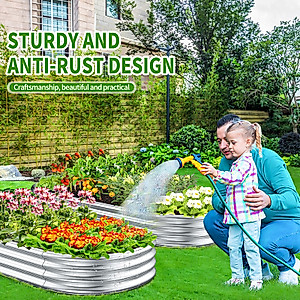 2 Pcs Galvanized Raised Garden Beds- 4×2×0.9ft,Clearance Metal Raised Planter Boxes, Stainless Steel Planter Raised Beds Outdoor Raised for Vegetables Flowers Fruits, Raised Garden Beds-Silver