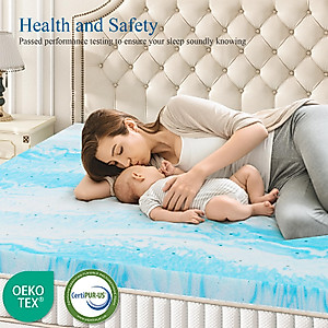 Mattress Topper Queen - 2 Inch Memory Foam Mattress Topper Queen Cooling Gel Infusion CertiPUR Certified
