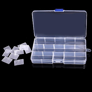 dalismotemp Plastic Organizer Container Storage Box Adjustable Divider 15 Grids Transparent Earrings Ear Stud Jewelry Storage Box Container Organizer White 1