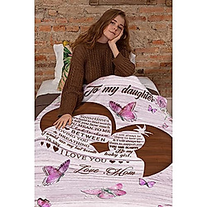 Love Letter to My Daughter from Mom Butterfly Warm Throw Blankets Super Soft Fluffy Comfortable Flannel Fleece Cozy Plush Blanket for Couch Bed Travel Gifts 80“x60 Large for Adults