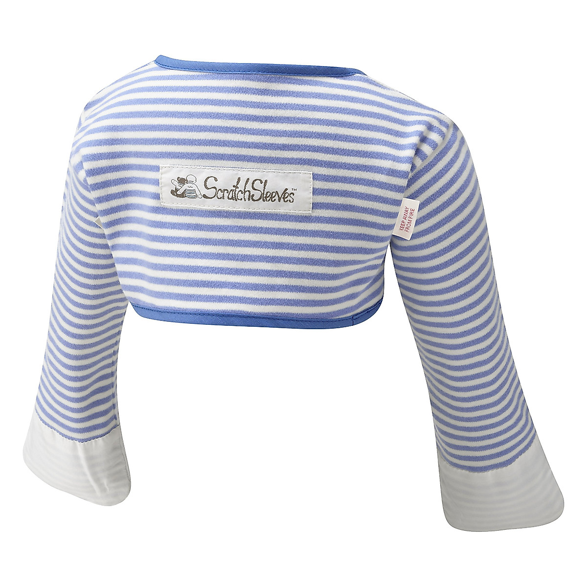 ScratchSleeves | Baby Boys' Stay-On Scratch Mitts | Stripes | Blue and Cream | 12-18m