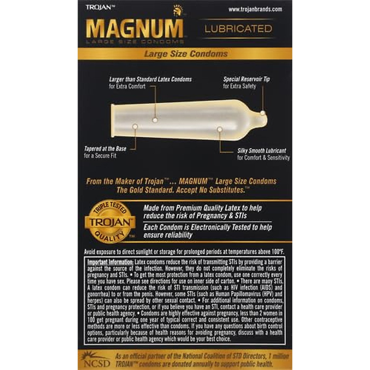 Trojan Magnum Large Size Lubricated Condoms - 12 count