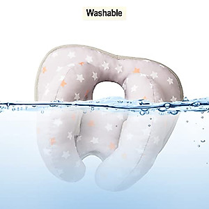 vocheer 2 in 1 Baby Travel Pillow, Baby Head Support Pillow Stroller Pillow with Banana Neck Pillow for Newborn,Light-Pink