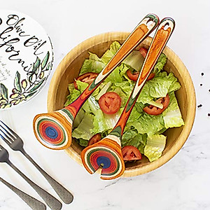 Baltique Marrakesh Collection Wooden Salad Serving Utensils Set, 11-3/4" Long
