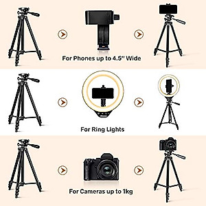 UBeesize 10’’ LED Ring Light with Stand and Phone Holder, Selfie Halo Light for Photography/Makeup/Vlogging/Live Streaming, Compatible with Phones and Cameras (2020 Version)