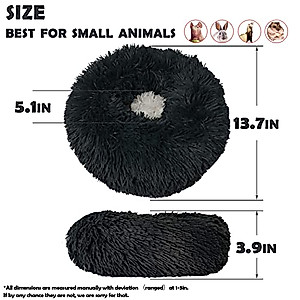 TTANFY Ferret Plush Bed Small Pet Cushion Long Plush Soft Washable for Ferret & Small Animals, black