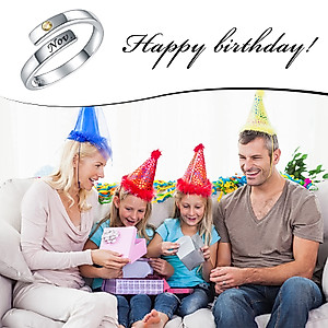 925-Sterling-Silver Birthstone Adjustable Rings for Women - White Gold Plated Sample Open personalized Ring,Birthday Christams Jewelry Gifts for daughter (November Birthstone)