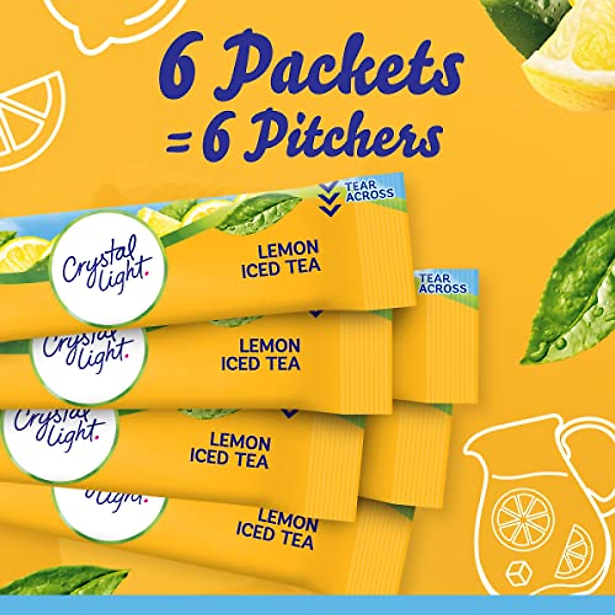 Crystal Light Sugar-Free Lemon Iced Tea Naturally Flavored Powdered Drink Mix, 6 Count (Pack of 12)